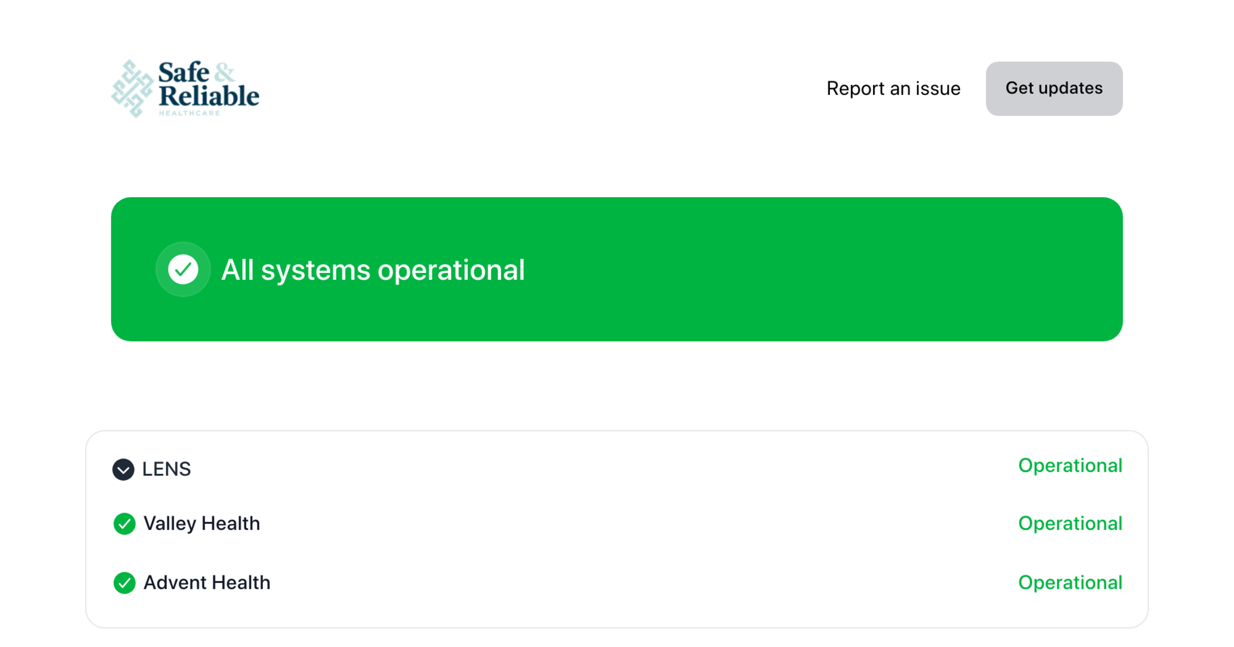 Safe and Reliable Healthcare - Status
